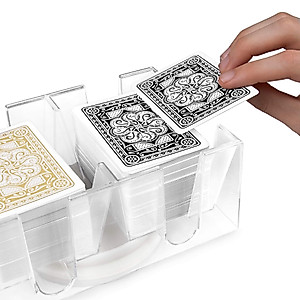 Brybelly Rotating Card Deck Tray | Standard Sized Playing Cards | Rotates in Any Direction | Clear | 9 Deck Tray