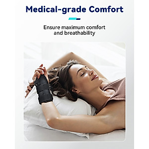 Fitomo Carpal Tunnel Wrist Brace Night Support with 3 Metal Splints for Sleeping and Soft Thumb Opening, Adjustable Wrist Support Hand Brace for Tendonitis Arthritis Sprains, 1 Unit, Right Hand