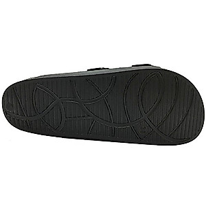 FUNKYMONKEY Men's Comfort Slides Double Buckle Adjustable EVA Flat Sandals (7 M US, Black/SPK)