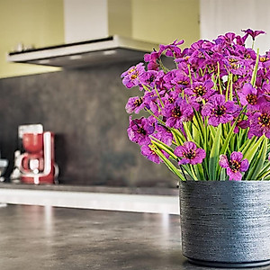 AUBEINSON 20 Bundles Artificial Flowers Outdoor UV Resistant Fake Flowers No Fade Faux Plastic Silk Flower for Outside Front Porch Planter Decoration (Purple)