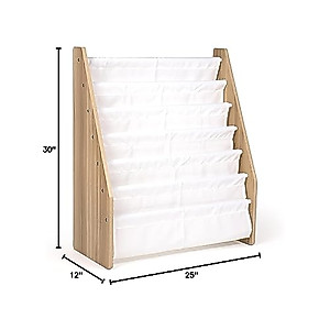 Humble Crew, White/Natural Wood Super Size 6 Tier Kids Book Rack