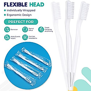 200 Pack Individually Wrapped Disposable Toothbrush Bulk Single Use Toothbrush Travel Toothbrushes Disposable Soft Bristle Adult Toothbrush Manual Tooth Brush for Women Men Hotels Guest Rooms, White