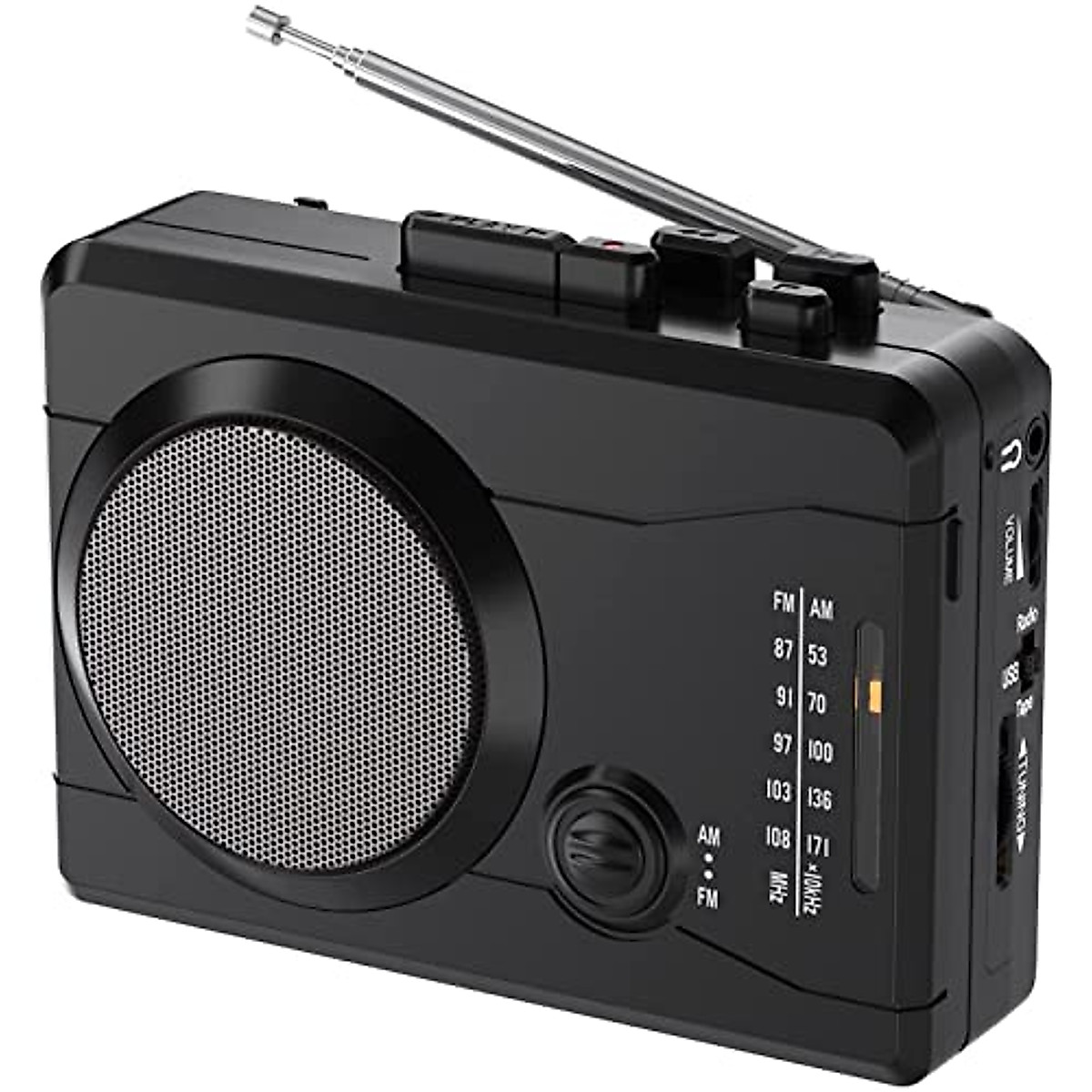 Portable Walkman Cassette Player Recorder, Personal Retro Walkman Audio Stereo Recording, AM/FM Radio, Tape to MP3 Converter, Built-in External Speaker, 3.5MM Headphone Jack and Earphone Included