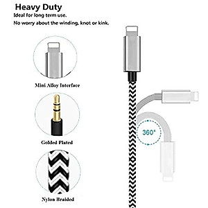 Aux Cord for iPhone, 2 Pack 3.3ft [Apple MFi Certified] Lightning to 3.5mm Aux Audio Adapter Cable Compatible with iPhone 14 13 12 11 XS XR X 8 7 6 for Car Home Stereo Headphone Speaker, Silver