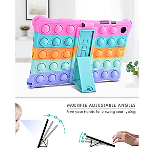 DETUOSI Silicone Case for Samsung Galaxy Tab A8 10.5 inch 2022 Release, Galaxy Tab A8 10.5 Protective Case with Strap & Stylus Pen, Lightweight Slim Cover for SM-X200/X205, Dazzling Pink