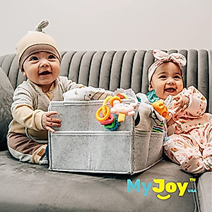 MyJoyUSA Baby Diaper Caddy Organizer - Premium Storage For Nursery Essentials Change Diapers Car And Table Hold 30+, Bright grey