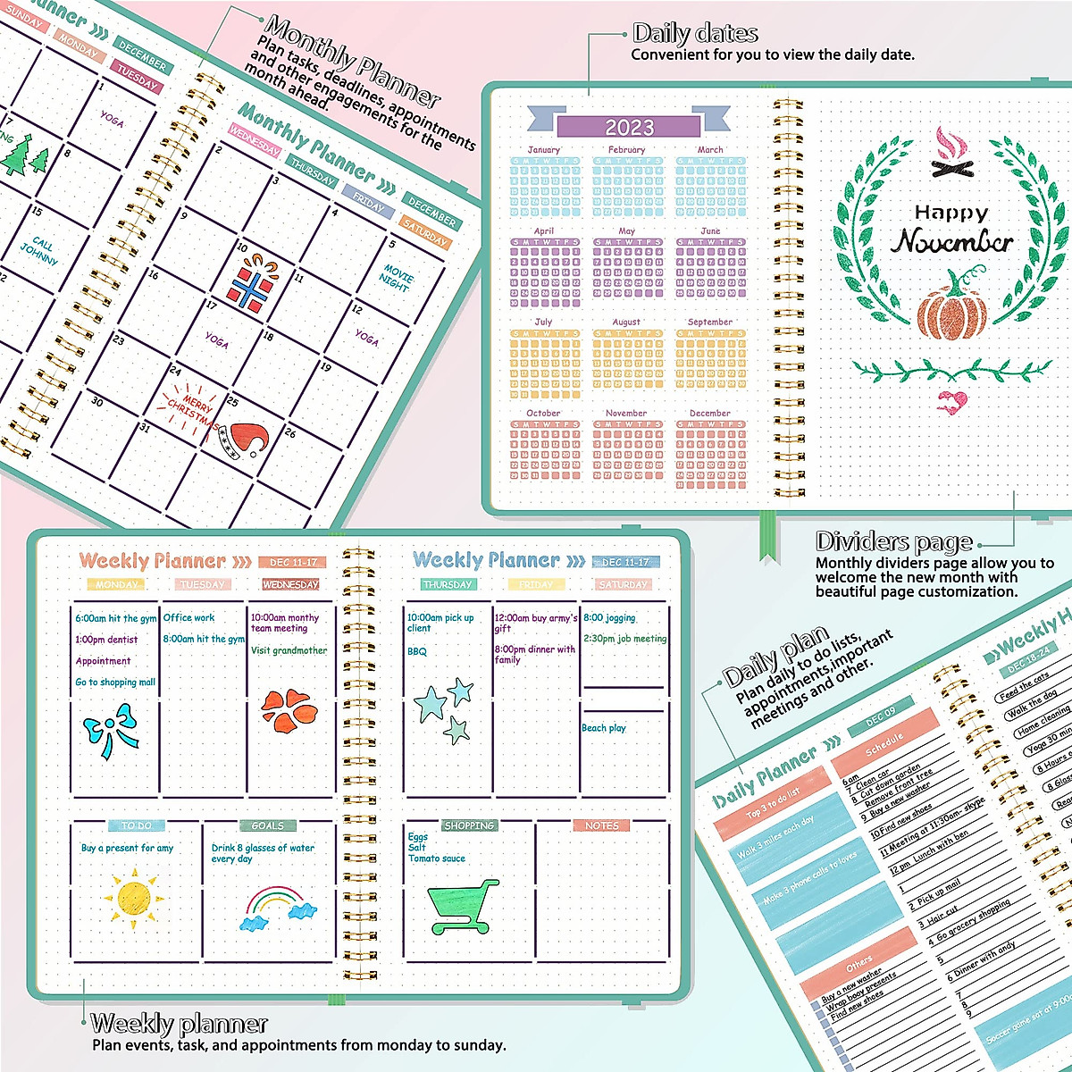 Midenco 36Pcs Bullet Journal Stencils Templates Set (5.1 * 7.9 Inch) - Bullet Journals Accessories/Supplies Kit - Journal Stencils for Bullet Journaling - Planner Stencils for A5 Dotted Journal