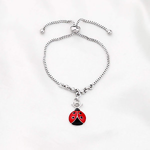 WUSUANED Good Luck Ladybug Adjustable Slider Bracelet Ladybug Inspirational Jewlery Ladybug Lover Gift For Women