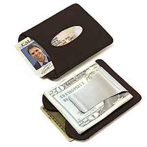 Storus Smart Money Clip Leather Wallet, Slim Compact Minimalist Italian Tanned Leather Wallet for Men, Gift, Engraving Included - Black