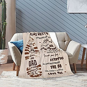 to My Bonus Dad Blanket, Stepdad Gifts from Daughter Son Soft Cozy Lightweight Throw Blanket 50"x60" Sofa Travel Couch for Fathers Day Birthday Christmas Thanksgiving Day