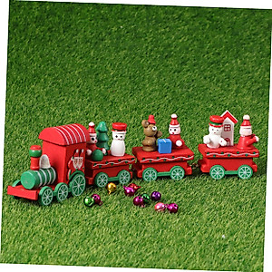 Alasum 2pcs Xmas Train Toy Christmas Tabletop Decor Kids Table Window Decoration Supplies Wooden Train Decor Tray Decor Four-Section Wooden Train Children's Table Bamboo Small Train