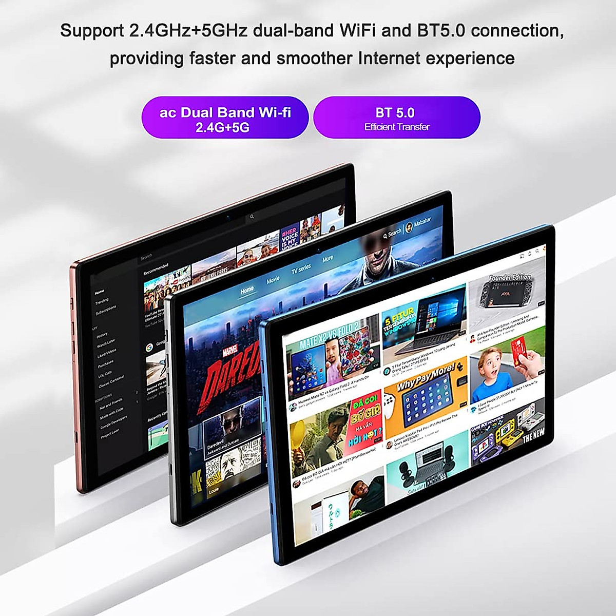 HUIOP Portable Tablet, P30 10.1 inch Portable Tablet MTK6762 Processor 4GB+64GB Memory 1280 * 800 Resolution Android 11.0 System Blue US Plug