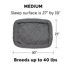 Furhaven Dog Bed for Medium/Small Dogs & Indoor Cats, 100% Washable, Sized to Fit Crates - Sherpa Fleece Bolster Crate Pad - Gray, Medium