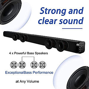 keatalker Sound Bar Portable Soundbar for Home Theater Wireless Speakers 3D Surround Sound with Built-in Subwoofers for TV PC Phones Tablets with Remote Control(37")