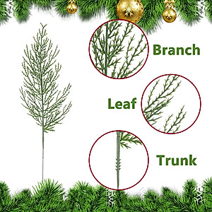 Alpurple 25 PCS Artificial Pine Branches-13.7 Inches Fake Greenery Plants Pine Sprigs-Faux Pine Leaves Picks for DIY Garland Crafts Christmas Embellishing and Home Garden Decoration (25PCS)