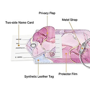 2 Pcs Luggage Tags, Fintie Privacy Cover ID Label with Stainless Steel Loop and Address Card for Travel Bag Suitcase