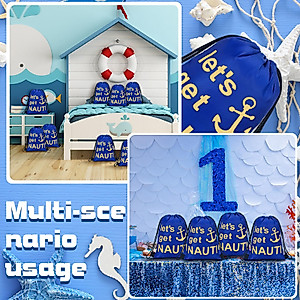 Kacctyen Let's Get Nauti Crew with Drawstring Gift Bag Nautical Anchor Cruise Goodie Bags for Party Decor, 7 x 10 Inch(12 Pcs)