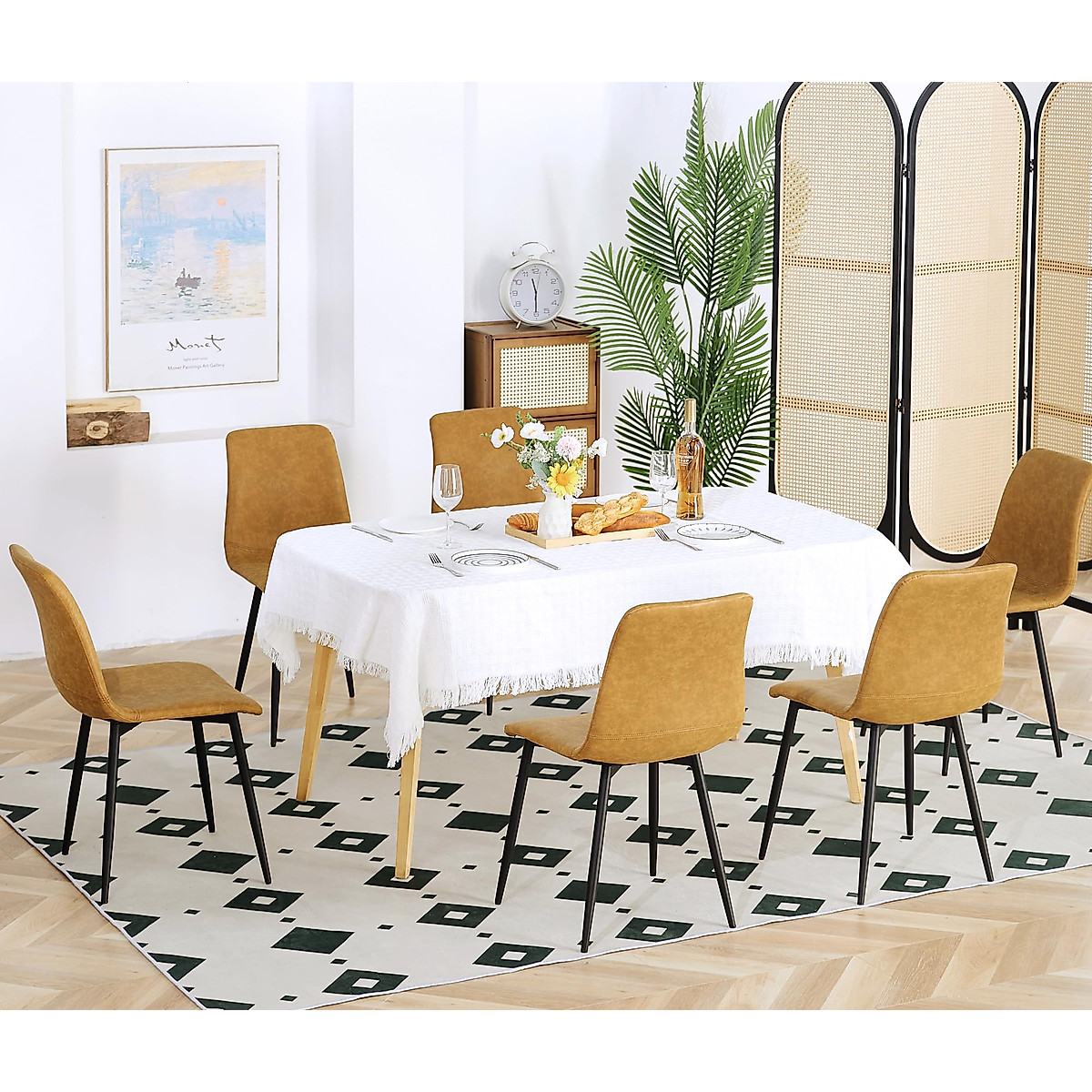 HeuGah Dining Chairs Set of 2, Modern Kitchen & Dining Room Chairs, Whiskey Brown Faux Leather Dining Room Chairs Easy to Assemble High Back(Whiskey Brown, Set of 2)