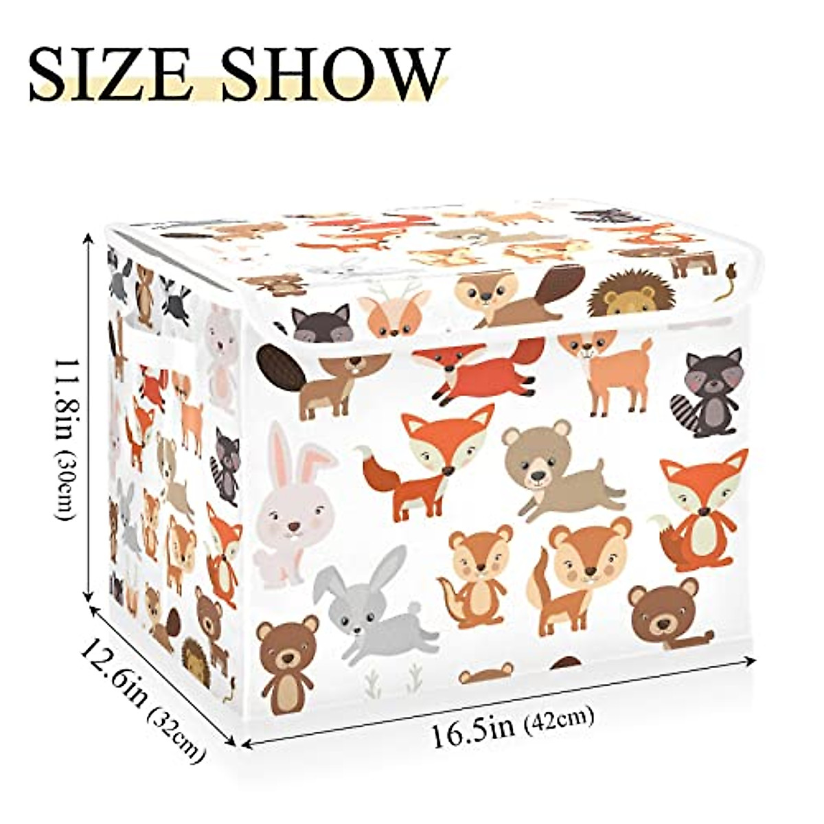 innewgogo Animals Fox Dog Storage Bins with Lids for Organizing Closet Organizers with Handles Oxford Cloth Storage Cube Box for Cat Toys
