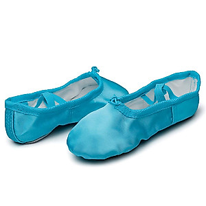 MSMAX Women's Ballet Shoes Satin Split Sole Performa Flats Blue 6 M Women