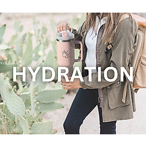 Queen Evelyn (QE) Travel Mug Quencher H2.0 FlowState Stainless Steel Vacuum Insulated Tumbler with Lid, Straw and Handle for Water, Iced Tea or Hot Coffee -Roze Quartz 40 Oz