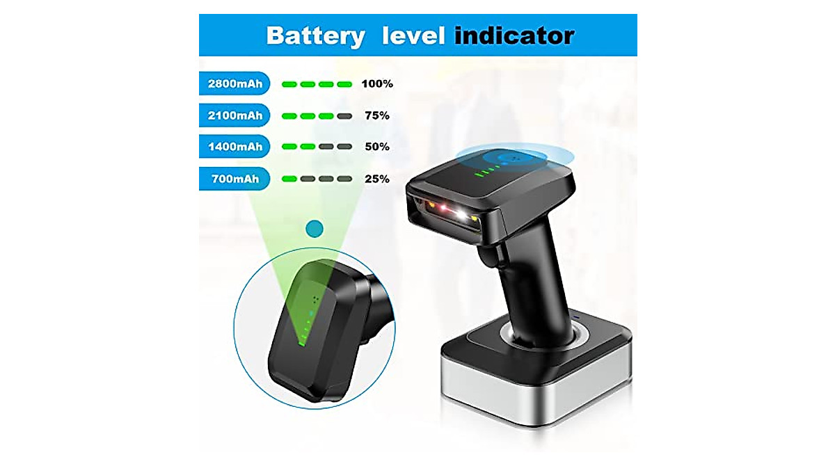 Alacrity 2D QR Wireless Barcode Scanner - 3-in-1 Bluetooth & USB