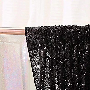 Black Backdrop Curtains for Parties 2 Panels 2ftx8ft Sequin Birthday Backdrop Seamless Photography Background Halloween Decoration