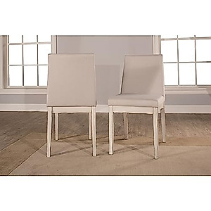 Hillsdale Furniture Clarion Parson, Set of 2 Upholstered Dining Chairs, Sea White