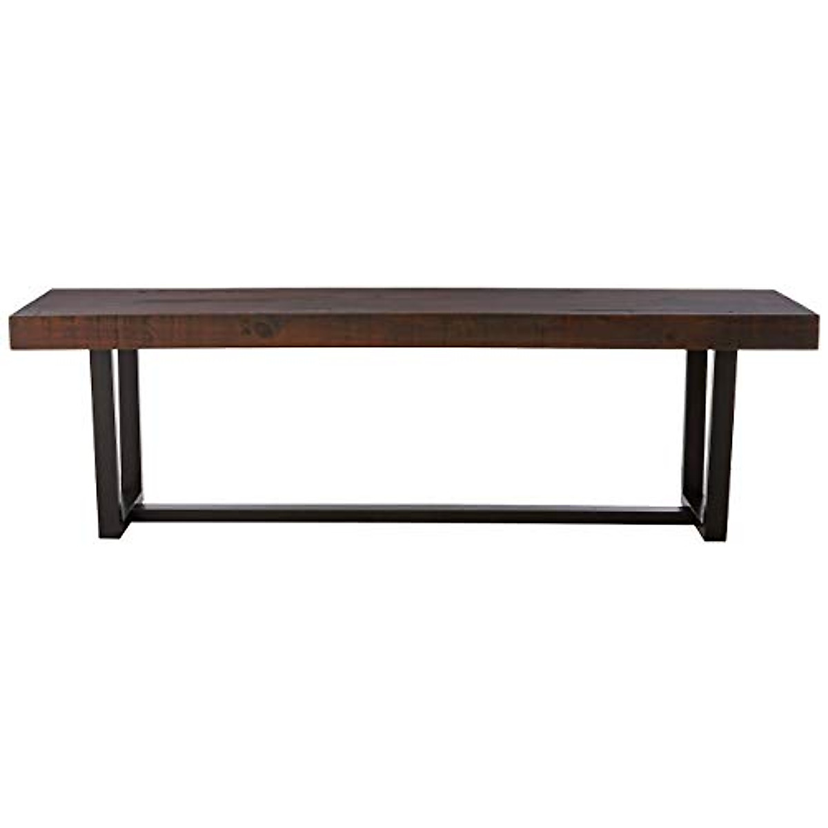 Walker Edison Industrial Farmhouse Wood Entryway Dining Bench Kitchen Table Set Dining Chairs, 60 Inch, Brown