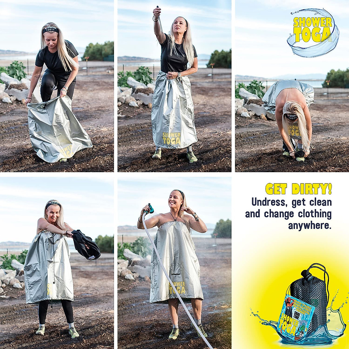 Shower Toga – Wearable Shower Garment, Privacy RV & Camping Shower, Surf Poncho, Shower Tent, or Portable Changing Room, Camping, Pool, & Outdoor Shower, Standard Size