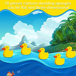 18 Pcs Hot Tub Sponge Oil Absorbing Sponge Hot Tub Scum Sponge Hot Tub Accessories Pool Sponge Oil Sponge Spa Pool Sponge Cute Scum Sponge for Scum Cosmetic Hot Tubs Cleaning Accessories (Duck)