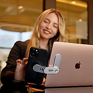 Doolkin® Pizo Mount, Laptop Phone Holder, Adjustable Laptop Stand, Foldable Laptop Side Mount Clip, Slim Portable Smartphone Stand, Computer Monitor Expansion Bracket, Magnetic Phone Mount