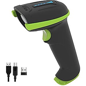 Tera Barcode Scanner Wireless Versatile 2-in-1 (2.4Ghz Wireless+USB 2.0 Wired) with Battery Level Indicator 328 Feet Transmission Distance Rechargeable 1D Laser Bar Code Reader USB Handheld (Green)