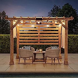 Sunjoy Cedar Pergola 10 x 11 ft. Wooden Hot Tub Pergola with Adjustable Canopy and Privacy Screen by SummerCove