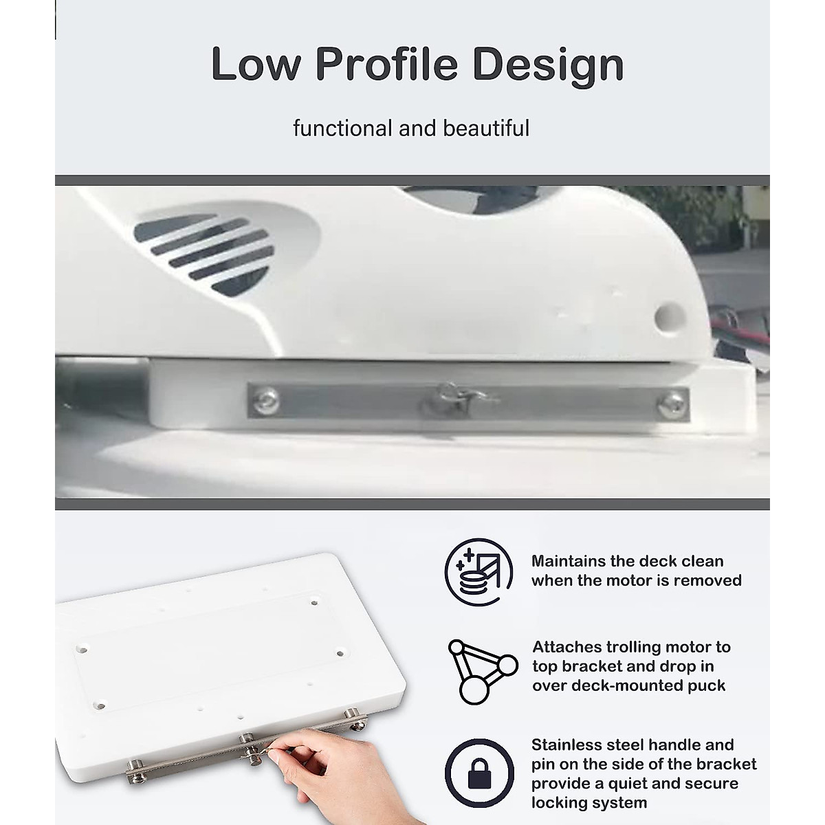 rta-54 for Minn Kota Quick Release Bracket 1854054 Fit for Riptide Electric Steer Trolling Motor Composite Quick Release Motor Mount, White