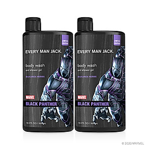 Every Man Jack Body Wash - Marvel Black Panther | 16.9-fl oz Twin Pack - 2 Bottles Included | Naturally Derived, Parabens-free, Pthalate-free, Dye-free, and Certified Cruelty Free