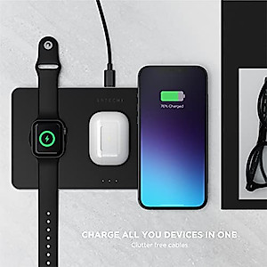 Satechi Trio Wireless Charger with Magnetic Pad –Qi Certified–Compatible with iPhone 13 Pro Max/13 Pro/13, iPhone 12 Pro Max/12 Pro/12, AirPods Pro/Gen 3, Apple Watch Ultra & Series 8/7/SE/6/5/4/3/2/1
