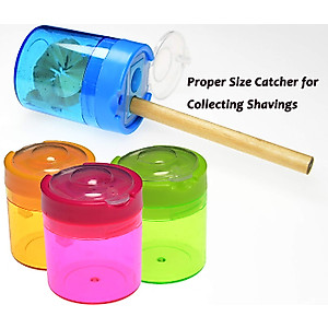 WEKOIL Pencil Sharpener Manual Pencil Sharpener 2 Holes Metal Sharp Blade Crayon XL Sharpener with Large Round Catches Sharpening Regular HB Pencils Graphite Colored Jumbo Pencils Pack of 4