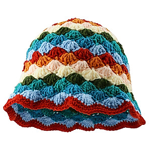 Crochet Bucket Hat Women Trendy Knit Floral Floppy Cap Cute Boho Flower Handmade Beanies Outdoor Boho Travel Fishing Hat