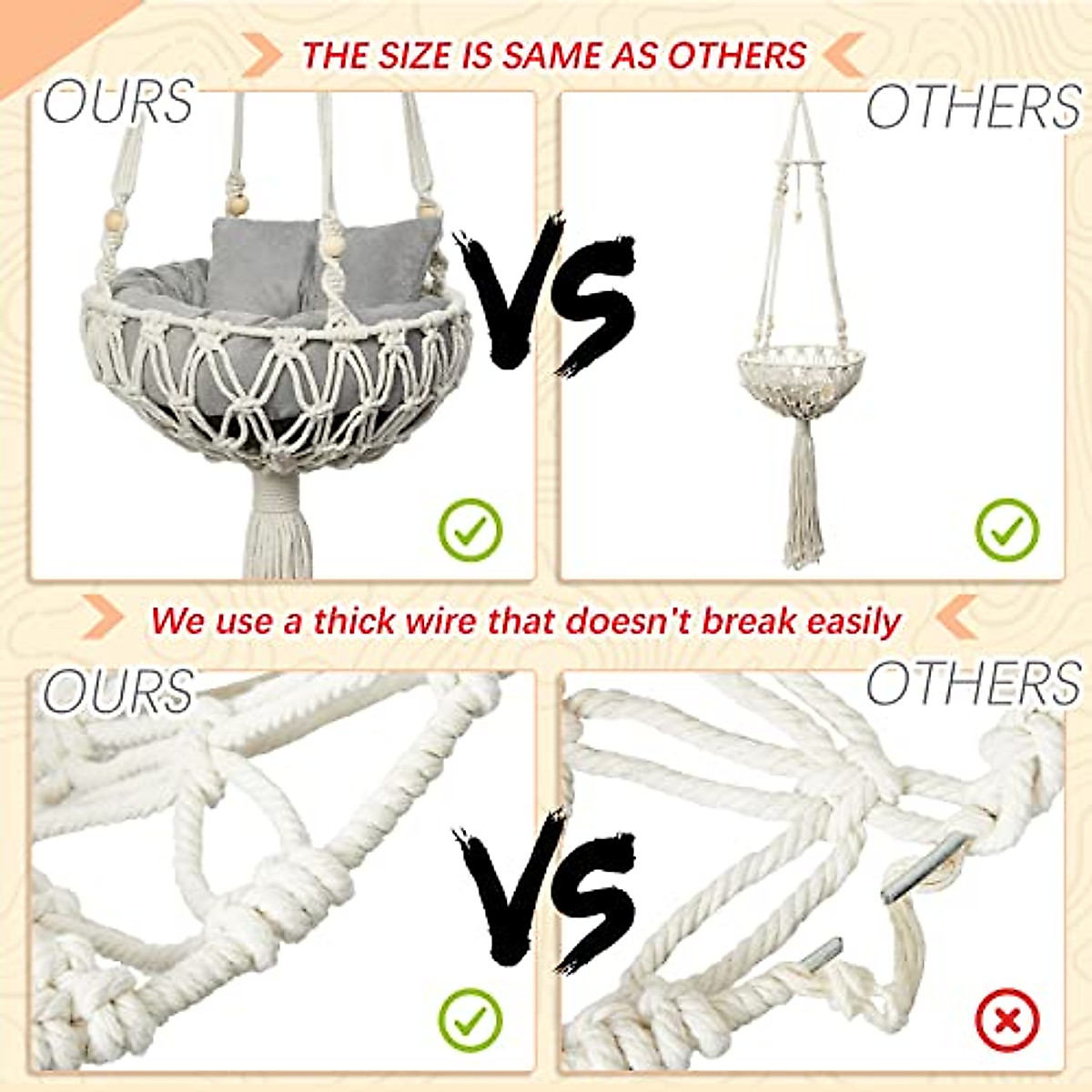 Juexica 3 Pcs Macrame Cat Hammock, Including Boho Hanging Cat Bed Cat Scratcher Cat Scratch Pad Cat Swing Hanging cat Window Perch for Cat Small Dog Sleeping Playing Climbing