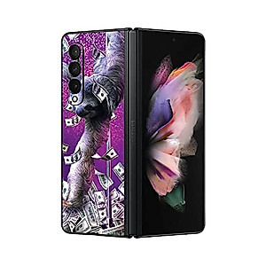 MightySkins Carbon Fiber Skin Compatible with Samsung Galaxy Z Fold 3 - Stripper Sloth | Protective, Durable Textured Carbon Fiber Finish | Easy to Apply | Made in The USA