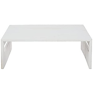 iDesign Renewable Paulownia Wood Collection Large Shelf Riser with Handles, 16" x 10.5" x 5.1", White Wash