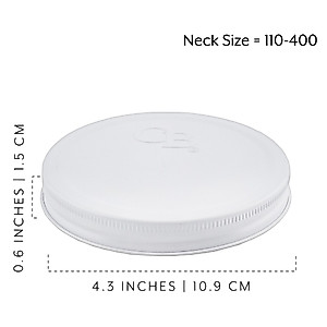 Cornucopia 110mm Replacement Metal Lids (4-Pack, White); Fits 110-400 Neck Large Wide Mouth Glass and Plastic Jars