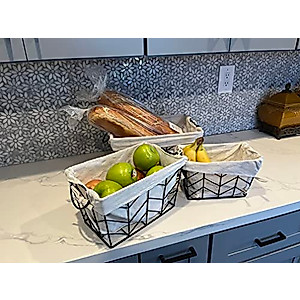 Admired By Nature Metal Storage Baskets-3-Piece Set of Decorative Nesting – 1 Small, 1 Medium, 1 Large, White and Black Basket