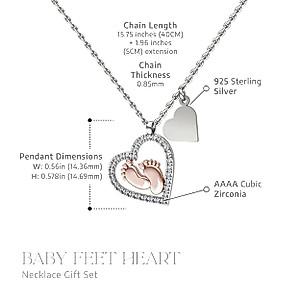 Aphrodite's Colorful Rainbow Baby Gifts for Mom, Baby Feet Heart Necklace, First Time Mom Gift, Mom to Be necklace, Baby Shower Gifts, New Mom Gifts for Christmas, Sterling Silver, Cubic Zirconia
