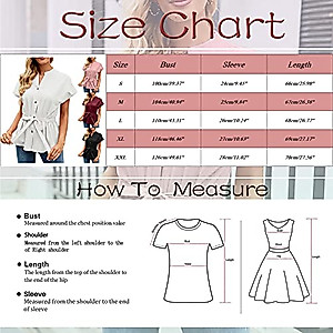 Blouses for Women Dressy Casual Summer,Women Summer Fashion Casual Striped Printed T-Shirt Button Down Short Sleeve Tunic Top,T Shirts for Women Cotton Graphic