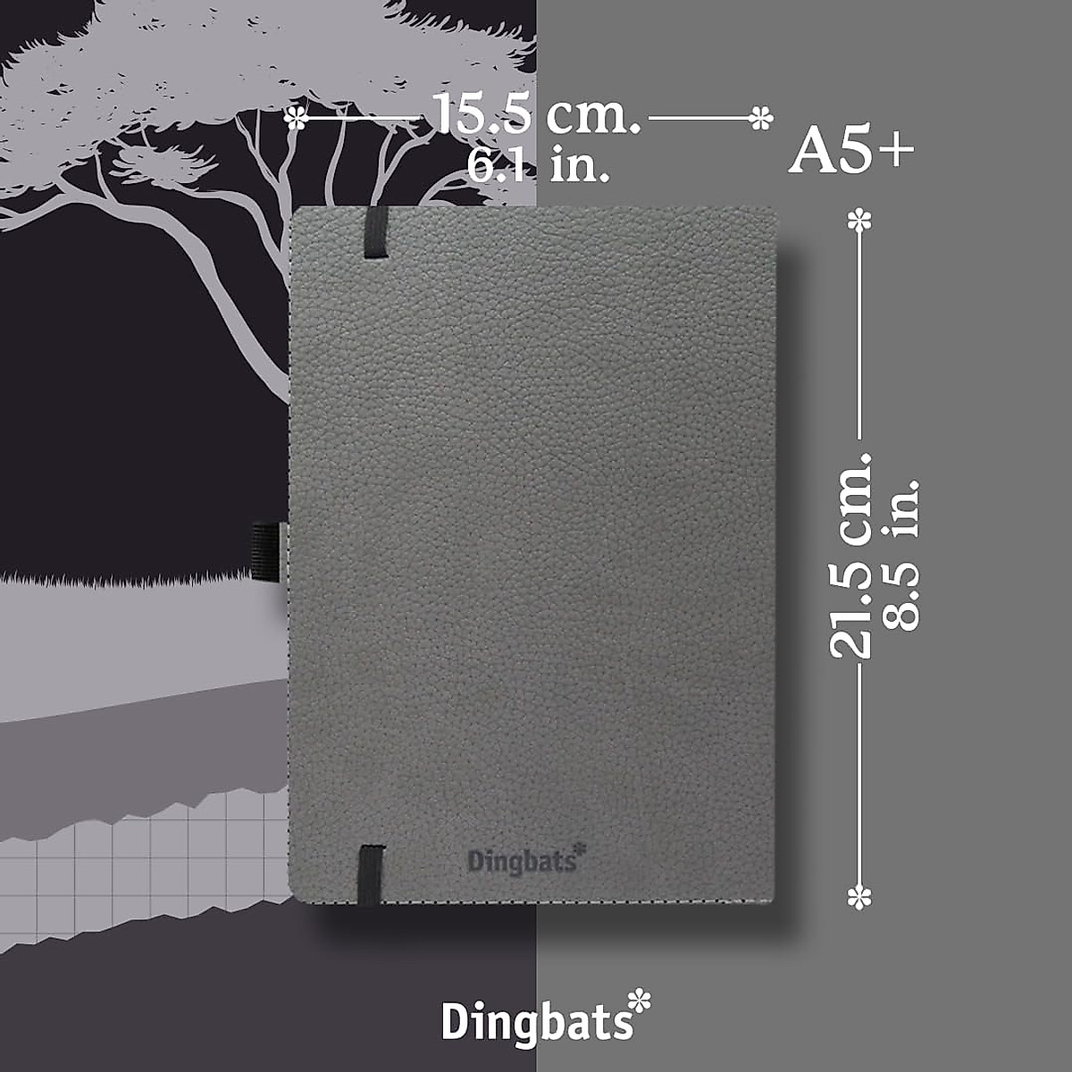 Dingbats* Wildlife Lined Writing Journal Notebook A5 - Vegan Leather Hardcover - Ideal for Work, Travel - Pocket, Elastic Closure, & Bookmark