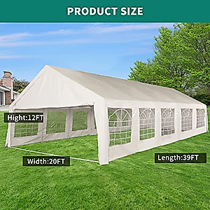 YITAHOME 20x40 ft Outdoor Heavy Duty Party Tent Wedding Event Shelters Upgraded Galvanized Canopy with Large White Roof, Removable Sidewalls & 4 Storage Bags