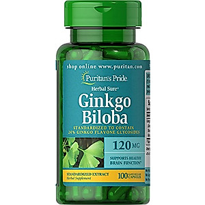Puritan's Pride Ginkgo Biloba Standardized Extract 120 mg-100 Capsules