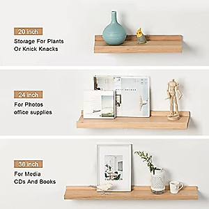 INMAN Floating Shelf for Wall Natural Walnut Wood Wall Shelves Picture Ledge Display Shelf Hanging Wall Bookshelf for Living Room Bedroom Kitchen Office Home Décor (Natural, 36inches)